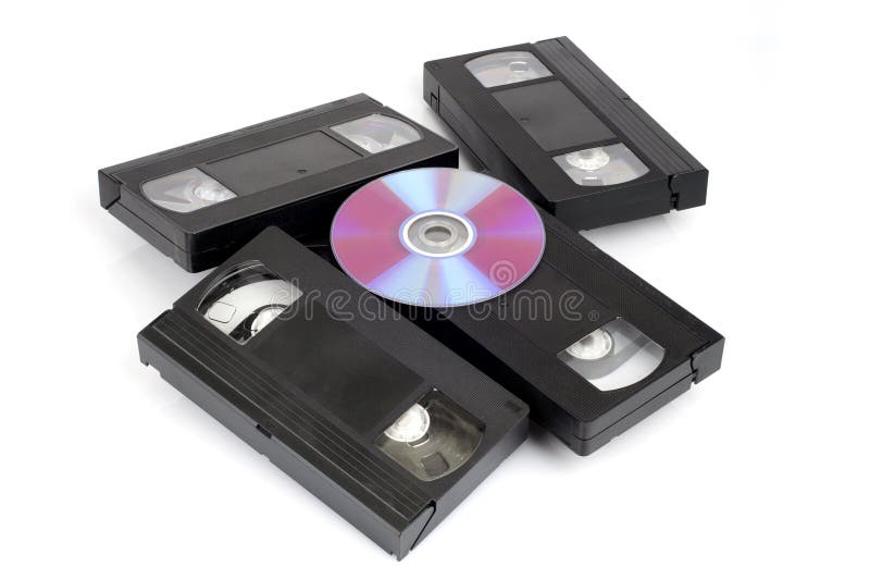 CD vs VHS. stock image. Image of audio, background, cinema - 23940513
