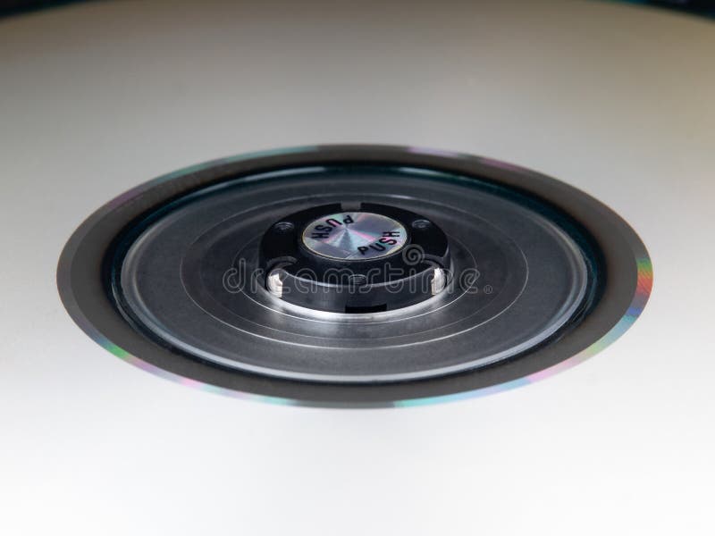 CD with White Label on Spindle with CD Holder in Portable CD Player ...