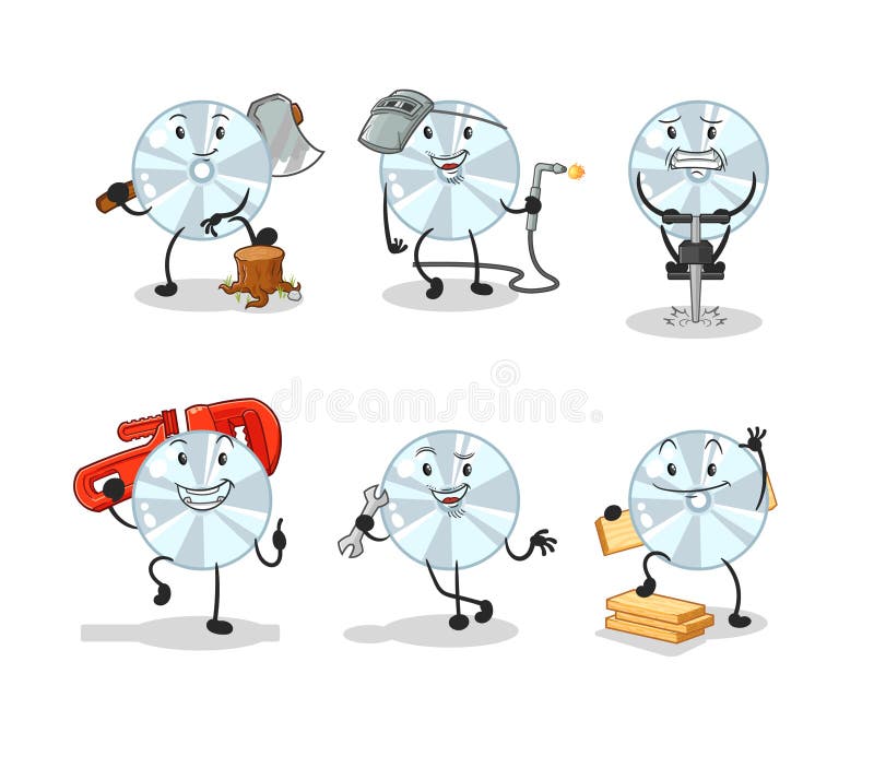 CD Worker Set Character. Cartoon Mascot Vector Stock Vector ...