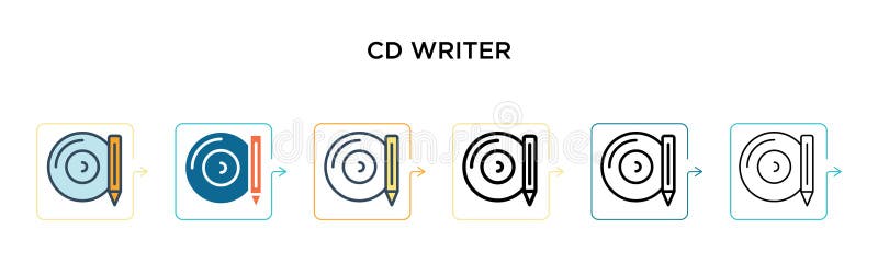 Cd Writer Vector Icon in 6 Different Modern Styles. Black, Two Colored ...