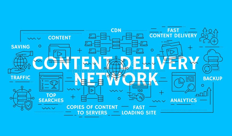 Cdn Content Delivery Network Technology Icons Stock Illustration ...