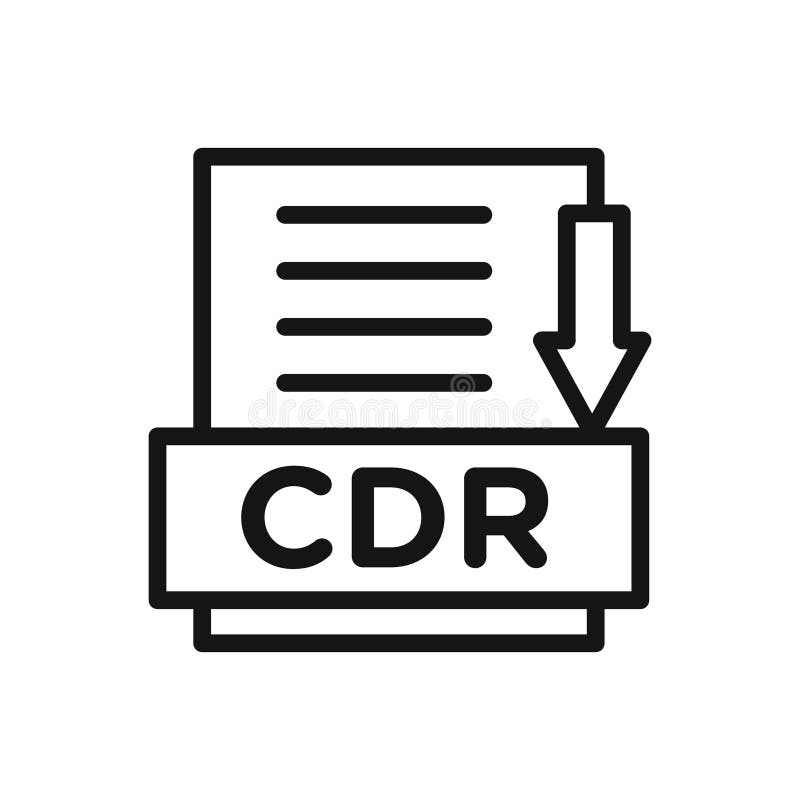 CDR File Document Icon Black and White Vector Sign Stock Illustration ...