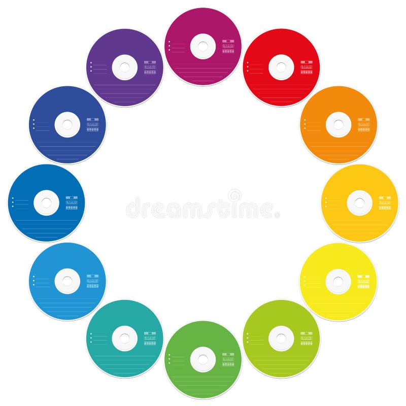 CDs Round Frame Colored Set Stock Vector - Illustration of hours ...