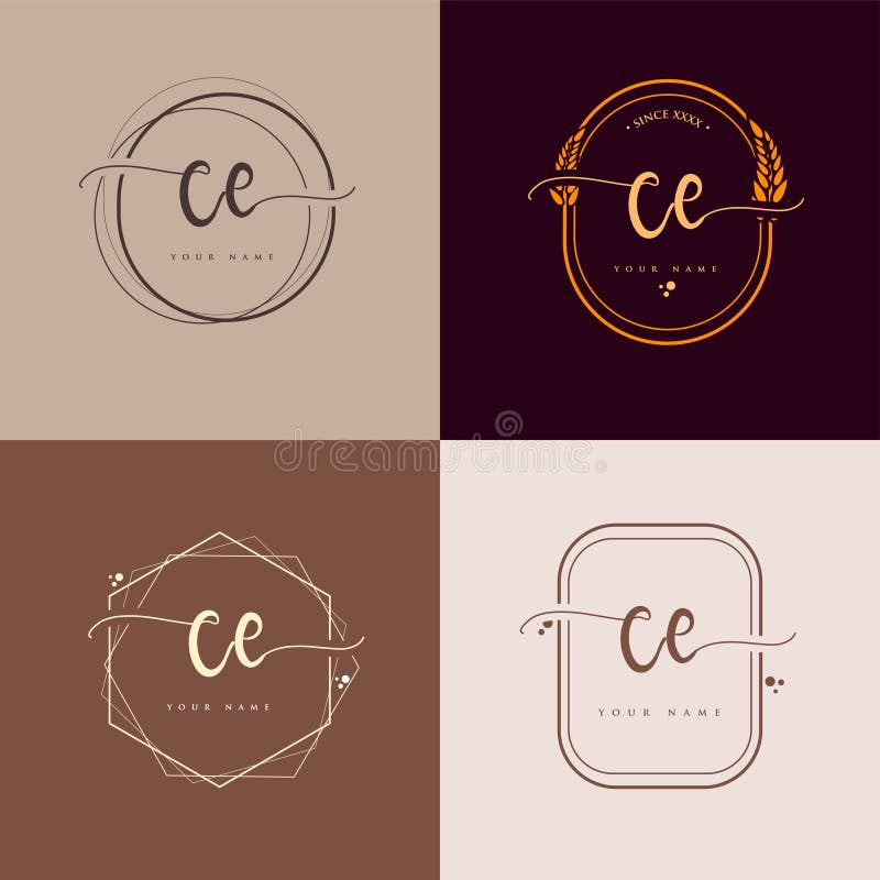 CE Initial Handwriting Logo Vector Sets. Hand Lettering Initials Logo ...