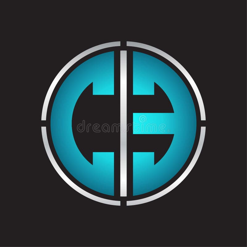 CE Logo Initial with Circle Line Cut Design Template on Blue Colors ...