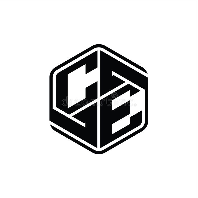 CE Logo Monogram Hexagon Shape with Ornament Abstract Isolated Outline ...