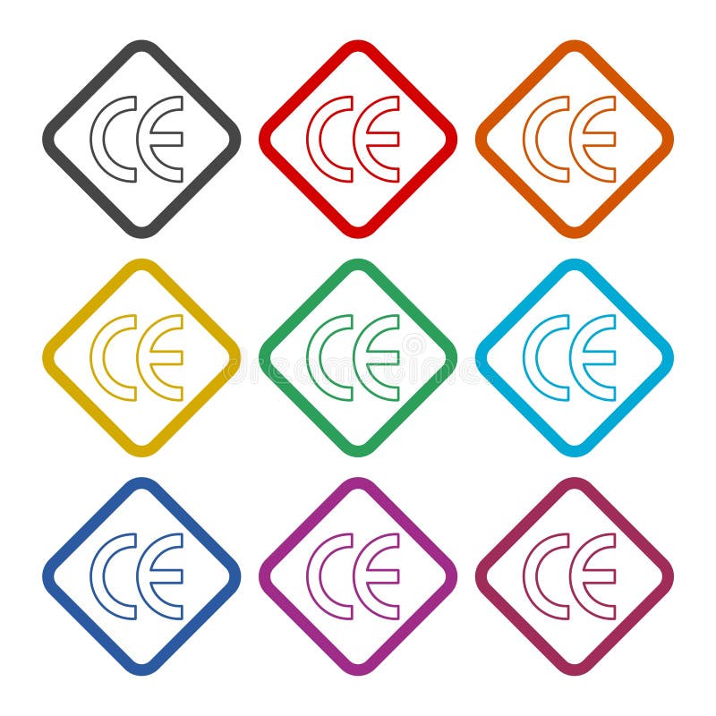CE Mark Icon, Color Icons Set Stock Vector - Illustration of shape ...