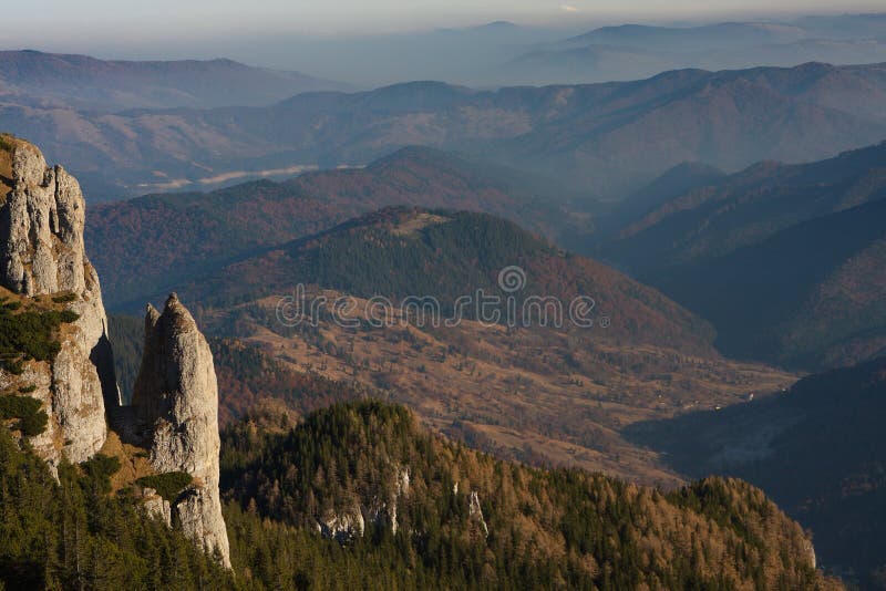 Ceahlau Mountain in Late Autumn Seen from Durau Resort in Romanian ...