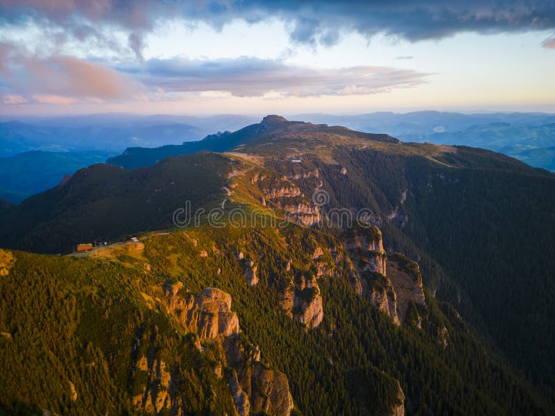 Ceahlau Mountain in Late Autumn Seen from Durau Resort in Romanian ...
