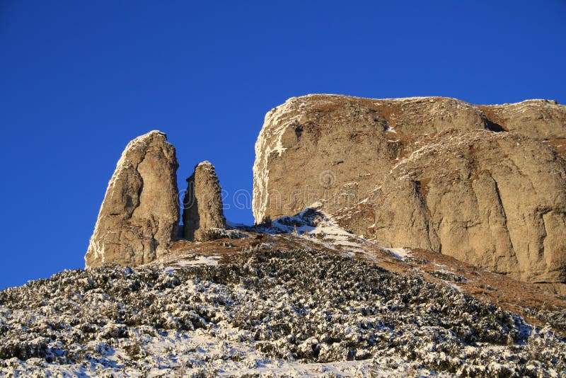 Ceahlau Toaca Peak stock photo. Image of rock, snow, landscape - 18115688