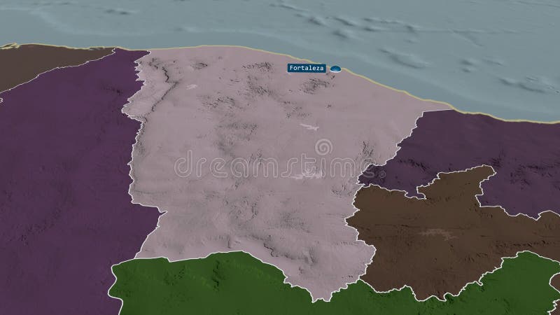 Ceará, Brazil - Highlighted with Capital. Administrative Stock ...