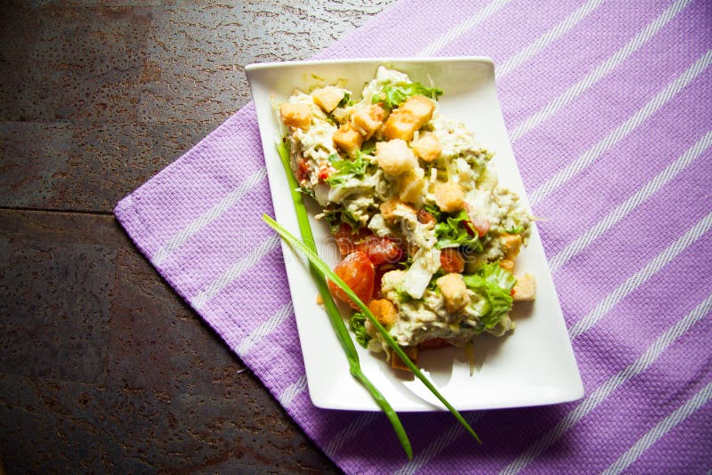 Ceasar salad stock image. Image of closeup, caesar, fruit - 65173243