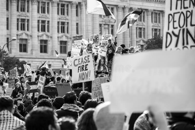 Washington, DC - 11-4-2023: Cease Fire Now Sign at Pro-Palestine March ...