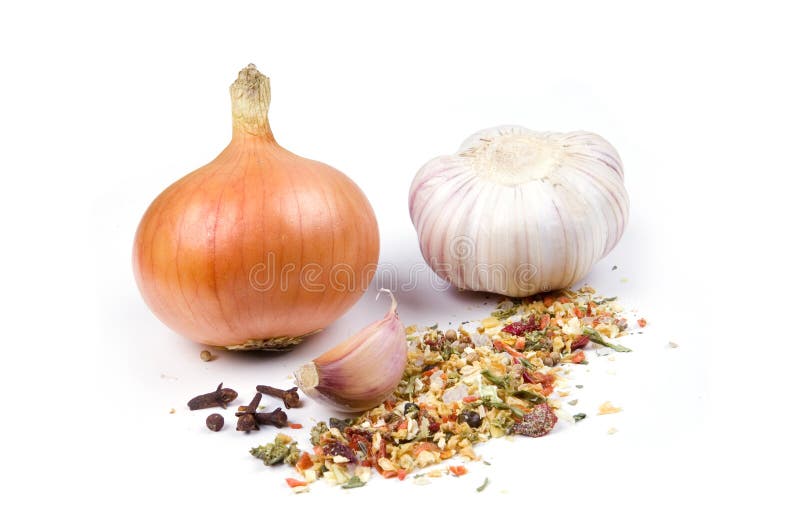 Cebolla, ajo y especias foto de archivo. Imagen de oriente - 18522130