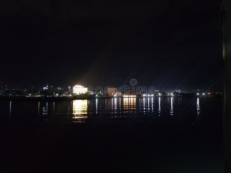 Cebu City Seaside at Night stock image. Image of night - 293373325