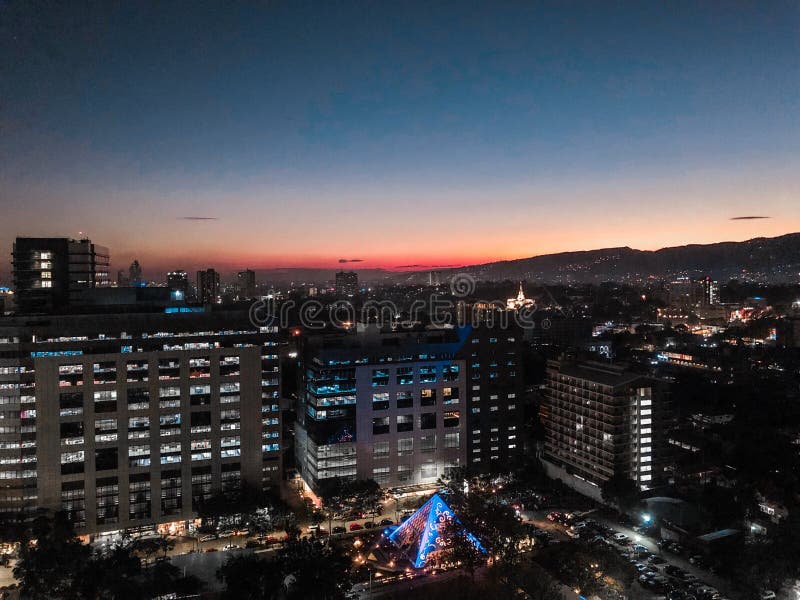 Cebu city sunset landscape editorial stock photo. Image of city - 146603648