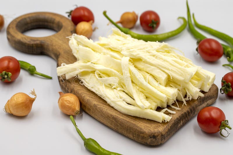 Cecil Cheese or String Cheese on a White Background. Delicious ...