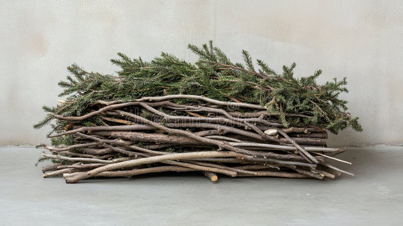 Cedar Branches Stacked for Kindling . Stock Image - Image of cedar ...