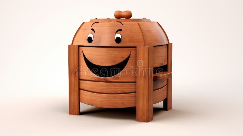 Cedar Compost Bin - Happy and Content with a White Background Stock ...