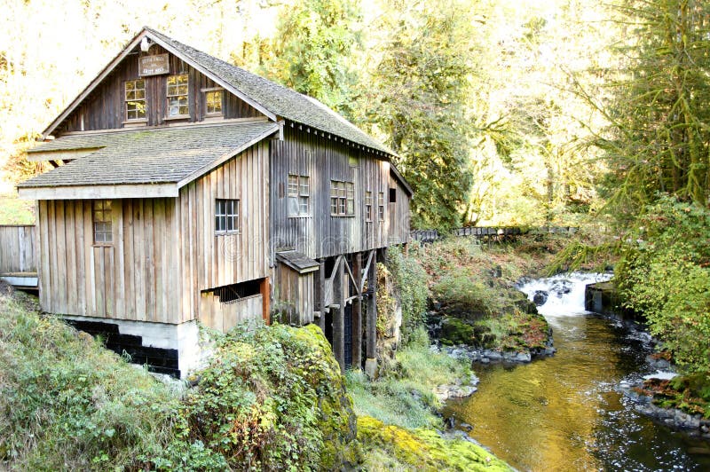 1876 Grist Mill on Cedar Creek Stock Image - Image of building, water ...