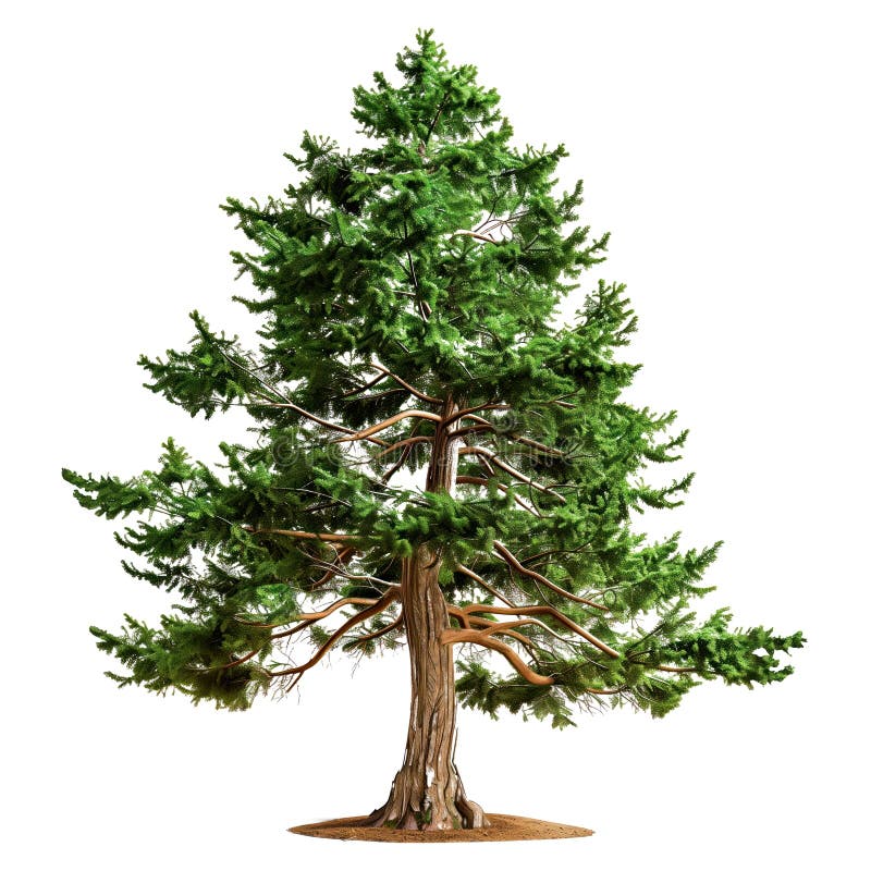 Cedar Isolated on a White or Transparent Background. Cedar Tree with ...