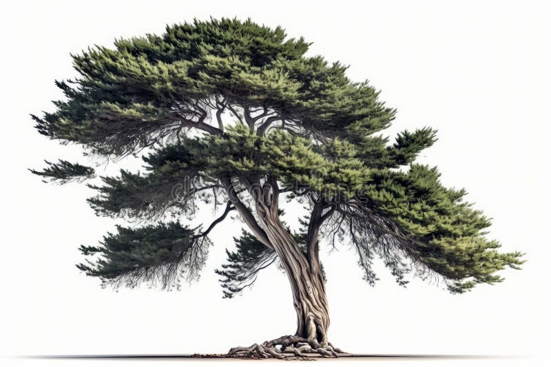 Cedar of Lebanon Tree on a White Background. Generative AI Stock ...