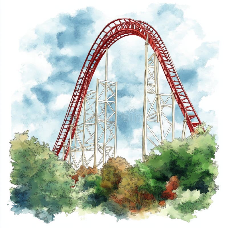 Cedar Point. Cedar Point Hand Drawn Watercolor Illustration Stock ...