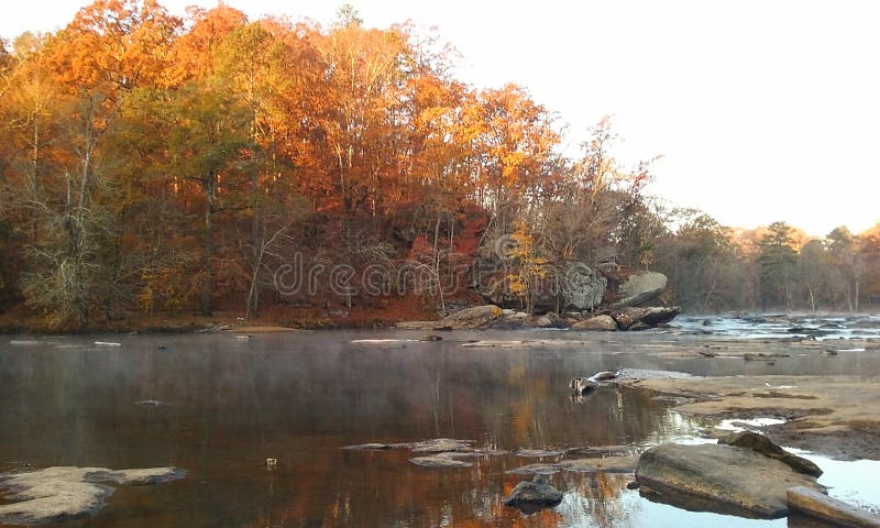 Cedar Shoals ,Covington Ga. Fall Stock Photo - Image of sunlight, tree ...