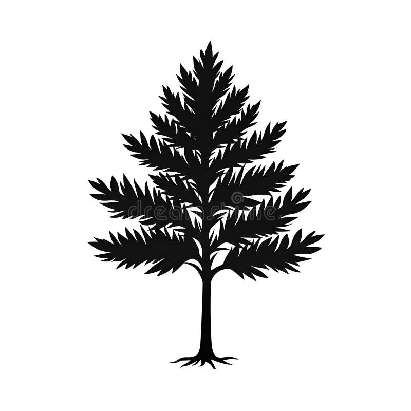Cedar Tree Black Colour Silhouette Vector Stock Illustration ...