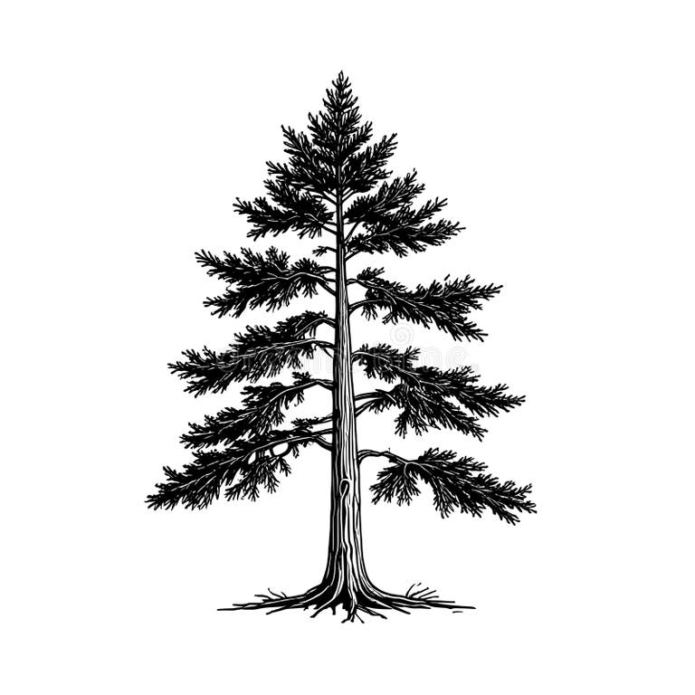 Cedar Tree Icon in Simple Line Art Style Stock Vector - Illustration of ...