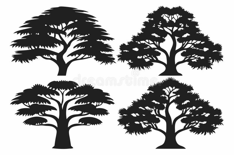 Cedar Tree Black Colour Silhouette Vector Stock Illustration ...