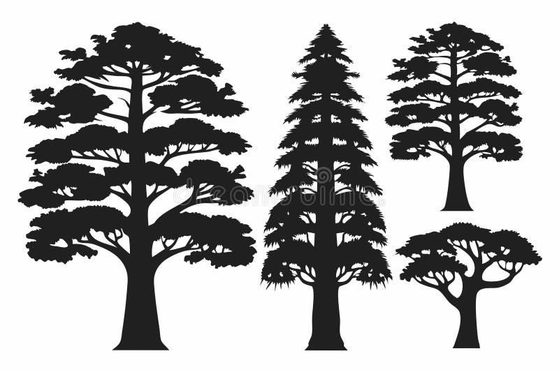 Cedar Tree Black Colour Silhouette Vector Stock Illustration ...