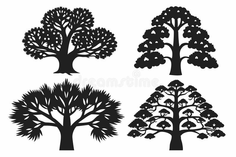 Cedar Tree Black Colour Silhouette Vector Stock Illustration ...