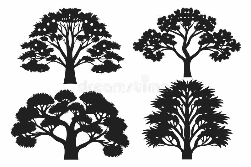 Cedar Tree Black Colour Silhouette Vector Stock Illustration ...
