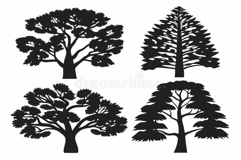 Cedar Tree Black Colour Silhouette Vector Stock Illustration ...