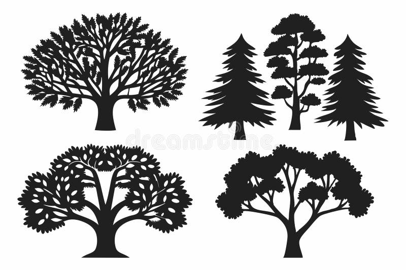 Cedar Tree Black Colour Silhouette Vector Stock Illustration ...