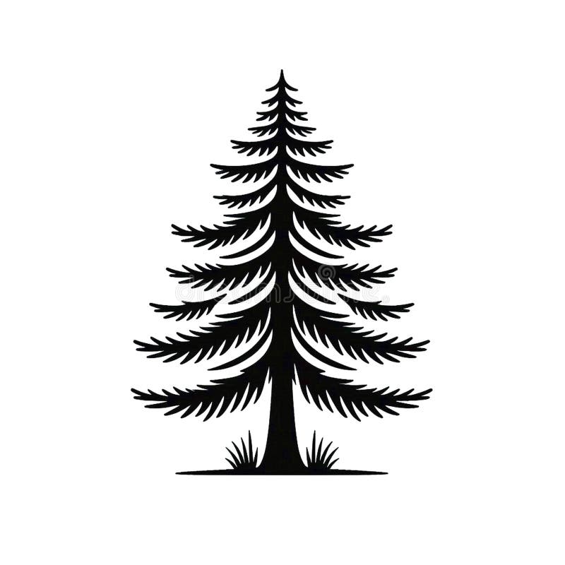 Cedar Tree Silhouette on White Background Stock Illustration ...