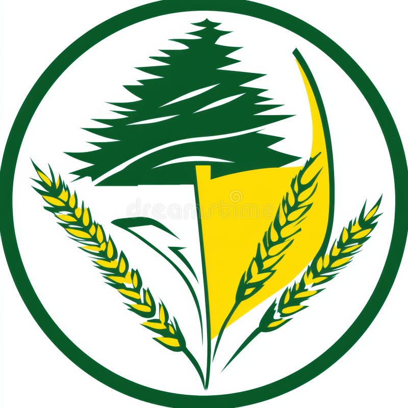 Cedar and Wheat Emblem stock illustration. Illustration of food - 367474526