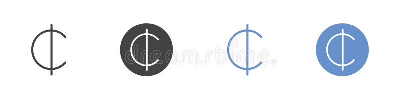 Cedi Icon Flat Set in Black and White Color Stock Vector - Illustration ...