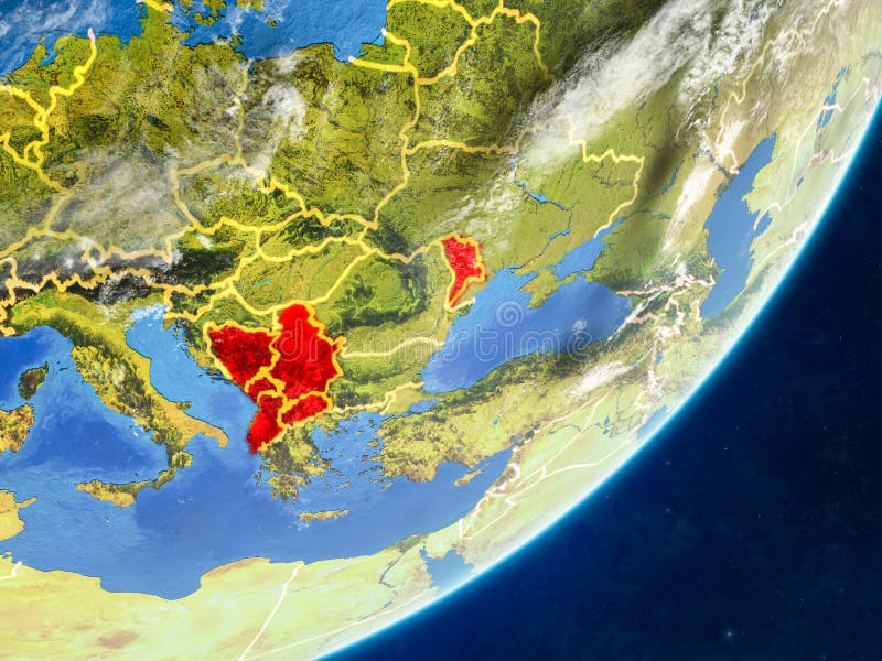 CEFTA Countries on Earth from Space Stock Illustration - Illustration ...