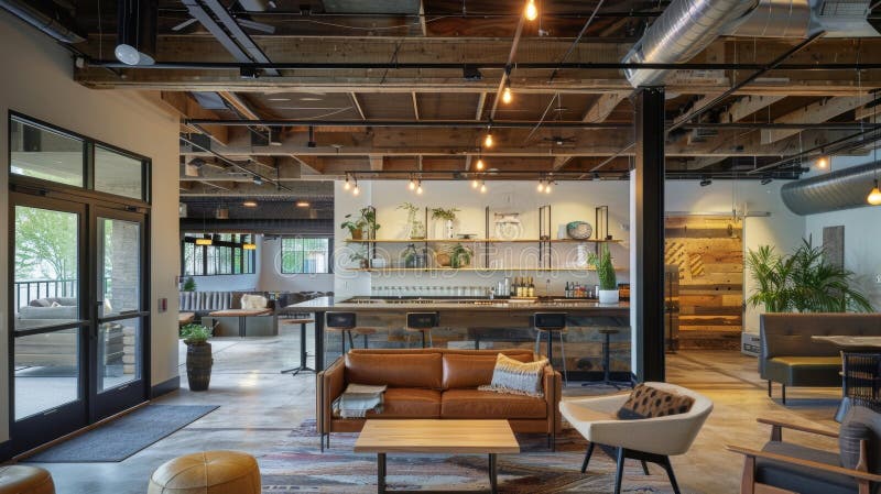 The Ceiling is Adorned with Industrialstyle Track Lighting and Exposed ...