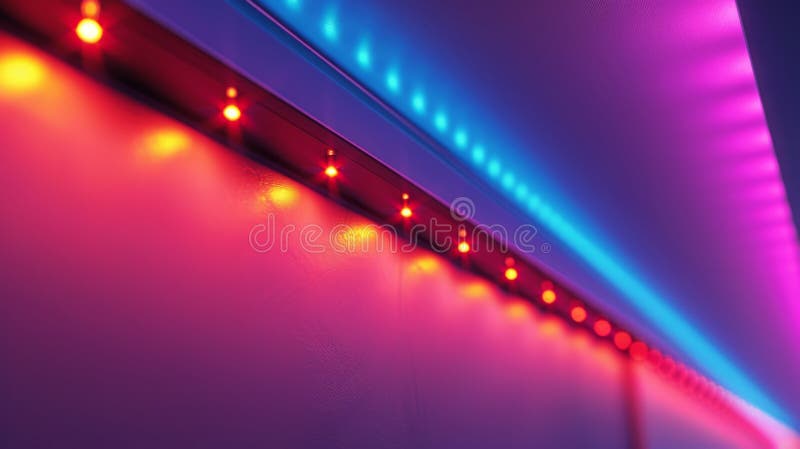 Ceiling Adorned with Vivid Led Light Strips, Illustrating a Smart Home ...