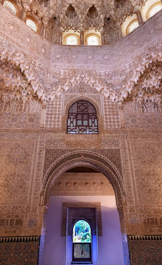 Ceiling in Alhambra Palace, Granada, Spain Stock Photo - Image of ...