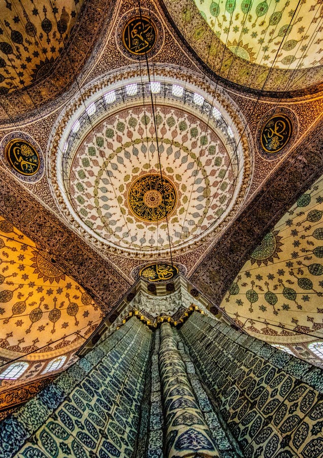 Ceiling Inside The Blue Mosque In Sultanahmet, Istanbul, Turkey. Stock ...