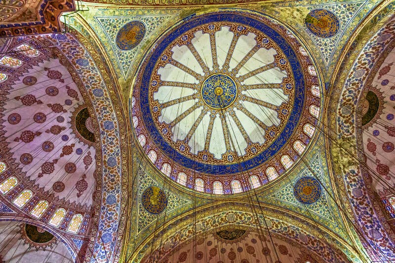 Ceiling Inside The Blue Mosque In Sultanahmet, Istanbul, Turkey. Stock ...