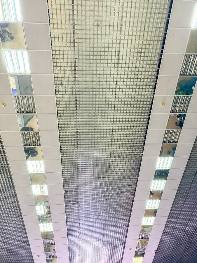 The Ceiling of a Building is Covered in a Pattern of Squares Stock ...