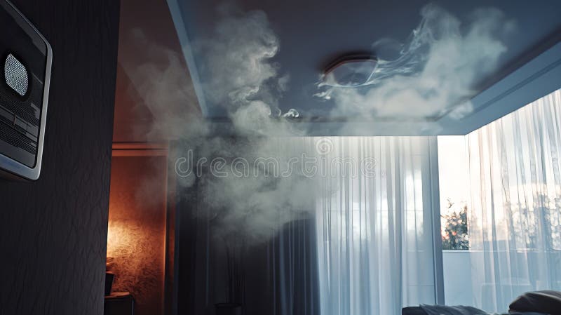 The Ceiling of a Building is Rendered in 3D with a Smoke Detector ...