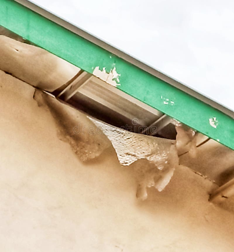 The Ceiling of the Building Was Damaged by the Wind Stock Photo - Image ...