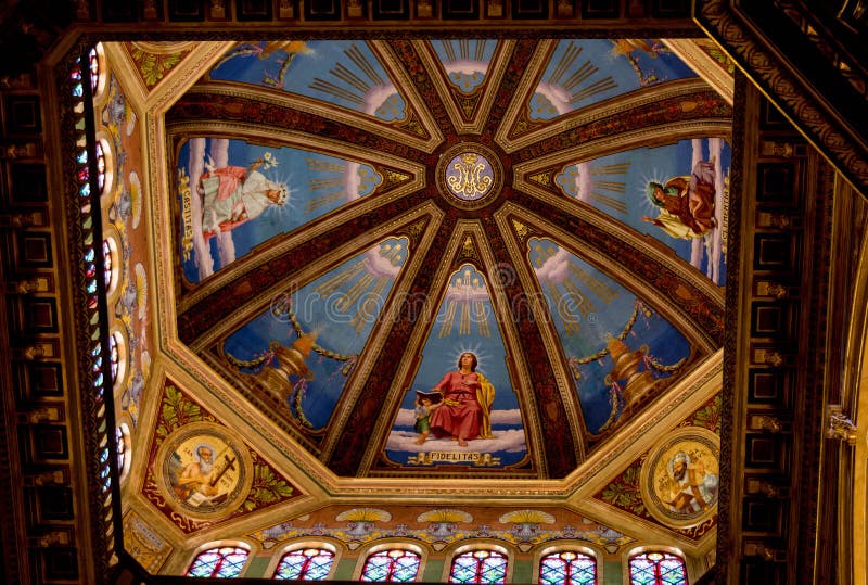 The Ceiling of Catholic Church Stock Image - Image of catholic, paint ...