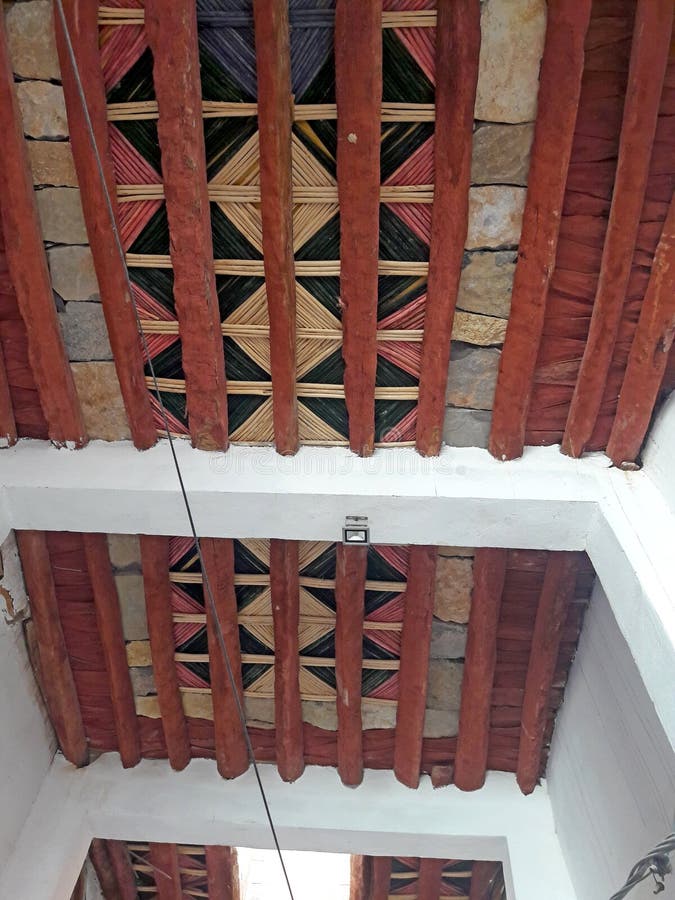 Traditioal Nceiling Ceilinged with Palm Tree Trunks and Branches of ...